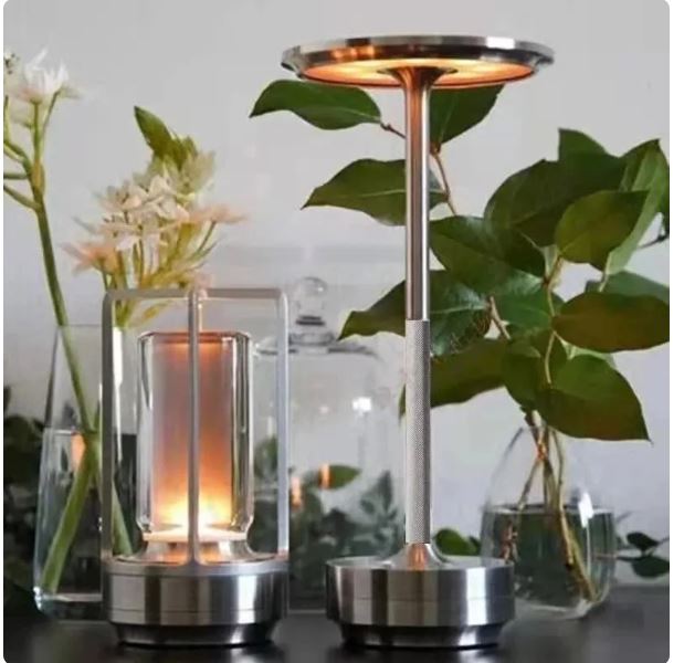 Contemporary Convenience: Metallic Cordless Charging Table Lamp ...