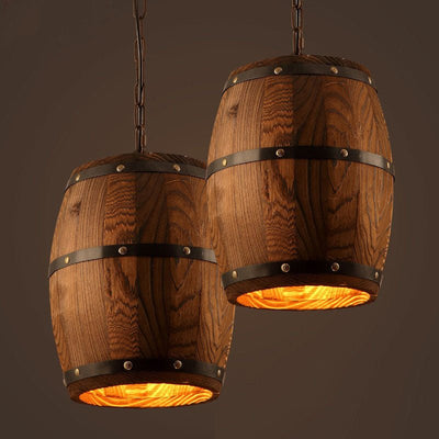 Natural Wood Wine Barrel Pendant Lights - Rustic Elegance for Your Home