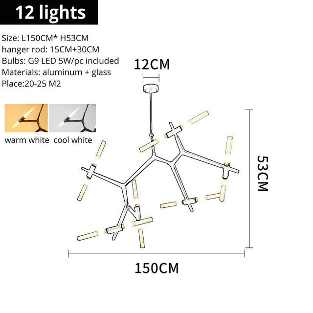 Sputnik Industrial Tree Branch Chandelier | Rufat Lights