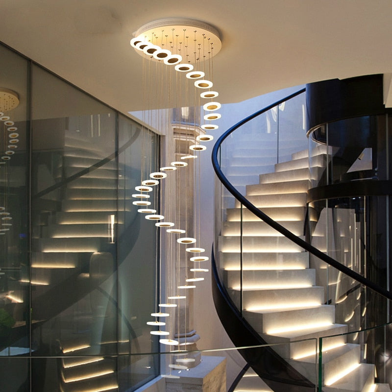 Nordic Loft Spiral Disk Hanging LED Chandelier - Modern Illumination ...