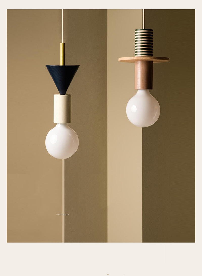 Colored Wood Blocks LED Pendant Light - Playful and Dynamic Modern Lighting