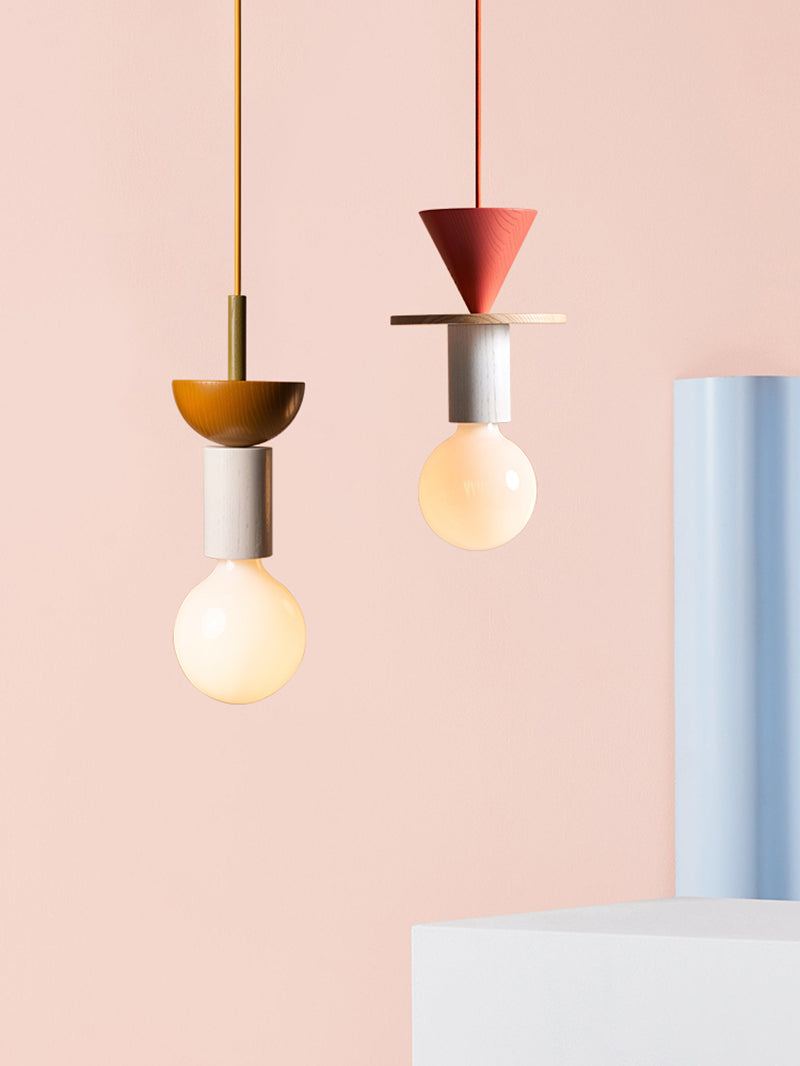 Colored Wood Blocks LED Pendant Light - Playful and Dynamic Modern Lighting