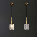 Rectangle Glass Crystal Copper Gold Pendant Light - Elegant ...