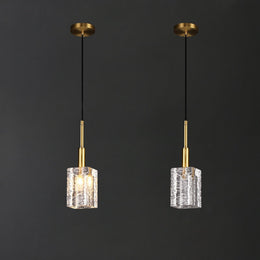 Rectangle Glass Crystal Copper Gold Pendant Light - Elegant ...