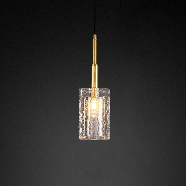 Rectangle Glass Crystal Copper Gold Pendant Light - Elegant ...